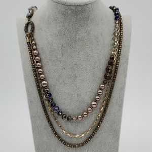 LOFT | Jewelry | Loft Mixed Media Brass Layered Necklace | Poshmark